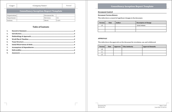 Consultancy Inception Report Template Free Download – Consultant Docs