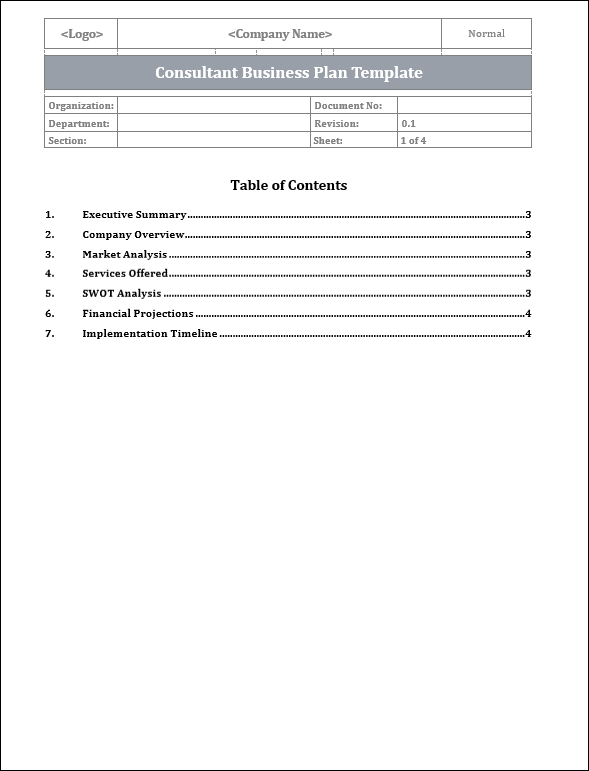 Consultant Business Plan Template Free Download – Consultant Docs