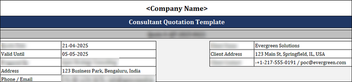 Consultant Quotation Template Free Download – Consultant Docs