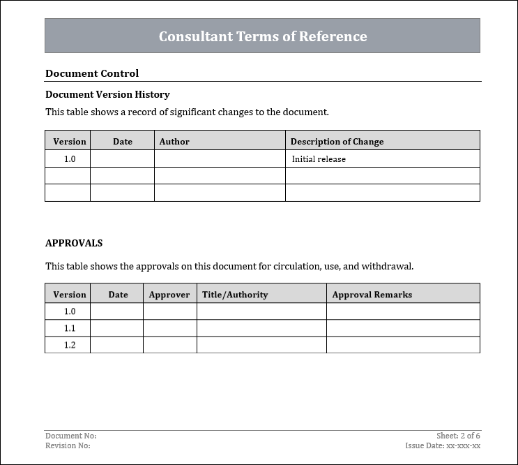 Consultant Terms Of Reference Template Free Download – Consultant Docs