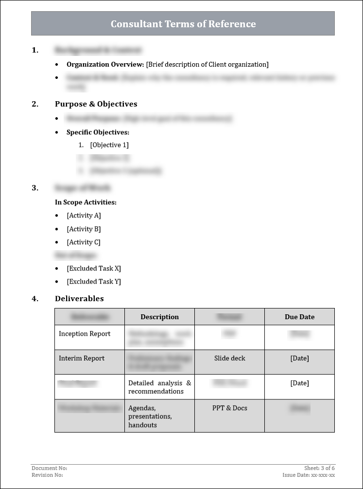 Consultant Terms Of Reference Template Free Download – Consultant Docs