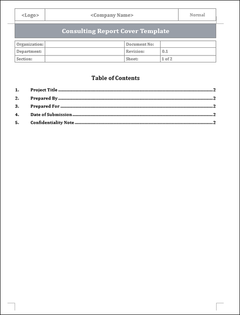 Consulting Report Cover Template Free Download – Consultant Docs