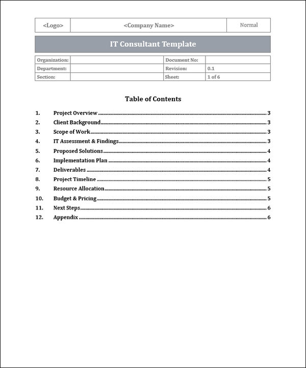 IT Consultant Template Free Download – Consultant Docs